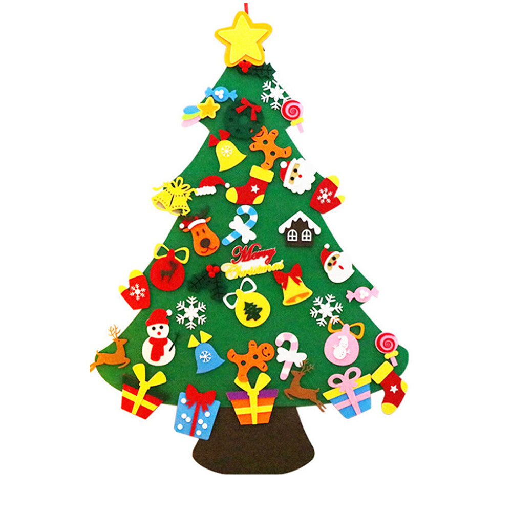 1X Kids DIY Felt Christmas Tree Set with 40pcs Detachable Ornaments ...