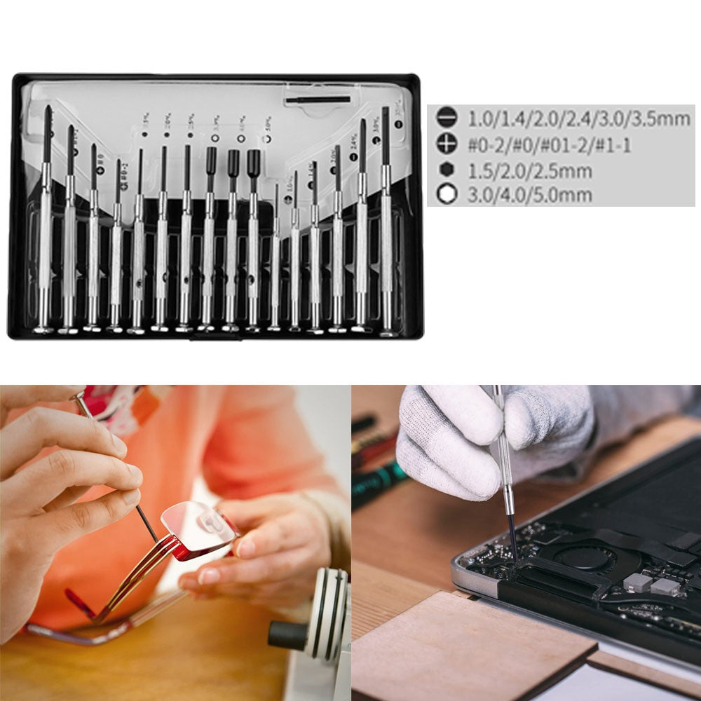 16 Piece Precision Screwdriver Set Hex Socket Head Eyeglass Repairing ...